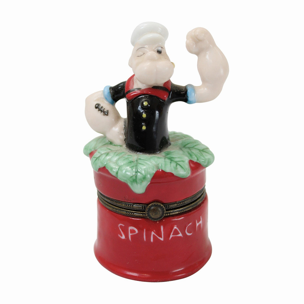 3 - Popeye Porcelain Items - Dinner Bell, Hinged Spinach Container & R
