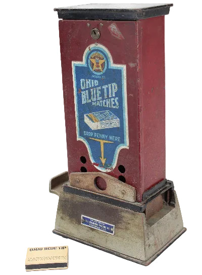 Antique Columbus Vending Ohio Blue Tip Box Matches 1¢ Vending Machine