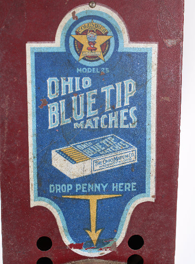 Antique Columbus Vending Ohio Blue Tip Box Matches 1¢ Vending Machine